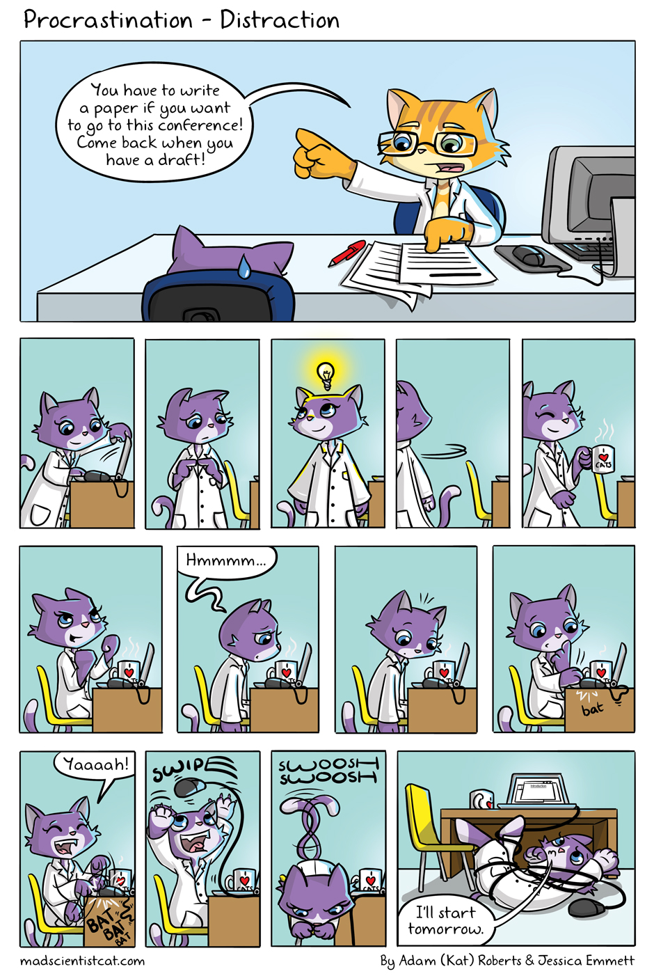 Procrastination - Distraction - Mad Scientist CatMad Scientist Cat